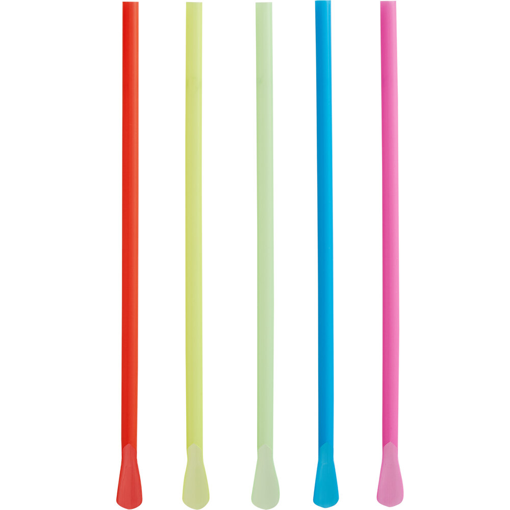 Choice 8" Super Jumbo Boldly-Colored Unwrapped Spoon Straw - 400/Box