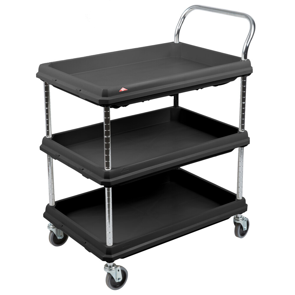 Metro BC2030-3DBL Black Utility Cart with Three Deep Ledge Shelves - 32 ...