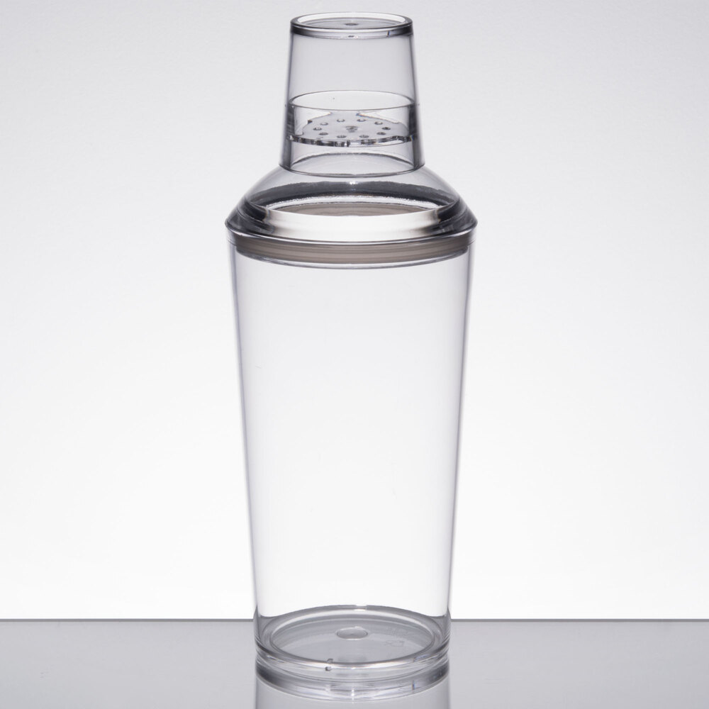 TableCraft PS378 27 oz. Clear Plastic 3-Piece Cobbler Cocktail Shaker