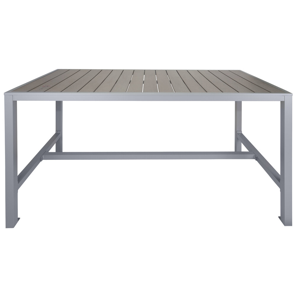 BFM Seating Seaside 35" x 72" Soft Gray Metal Bolt-Down Bar Height ...