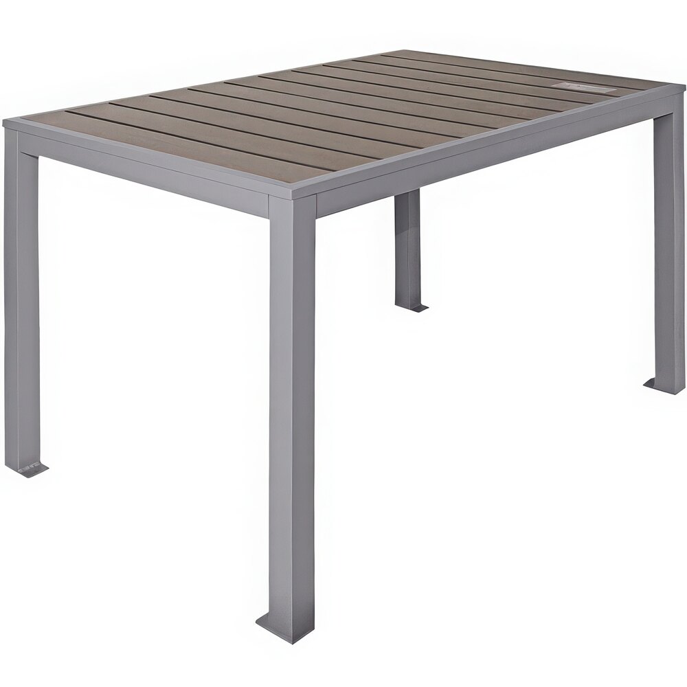 BFM Seating Seaside 31" x 48" Soft Gray Metal Bolt-Down Standard Height ...