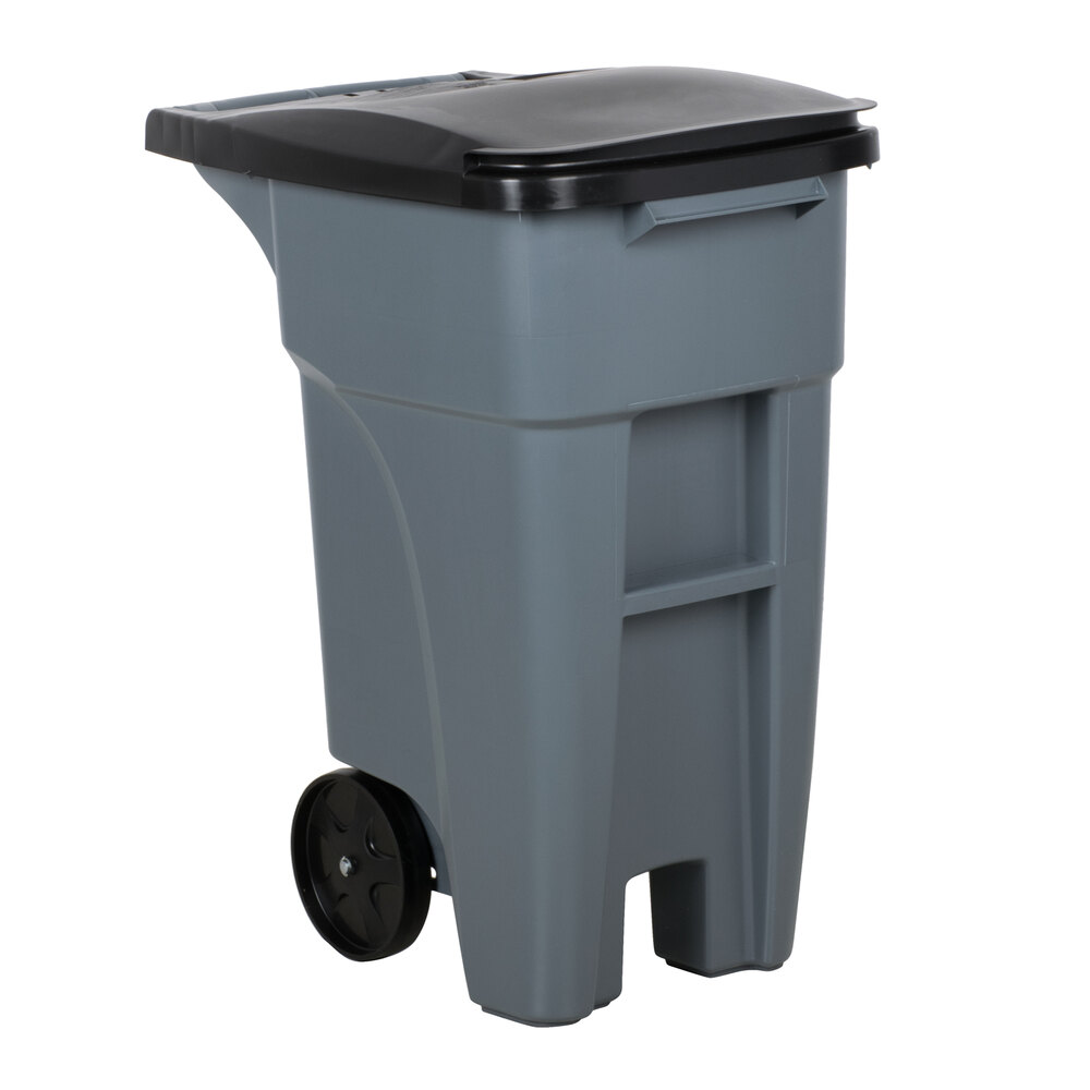 Rubbermaid® 1971941 32 Gallon Gray Wheeled Rectangular Trash Can with Lid