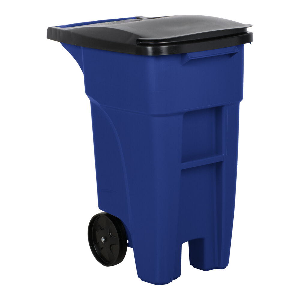 Rubbermaid® 1971943 32 Gallon Blue Wheeled Rectangular Trash Can with Lid