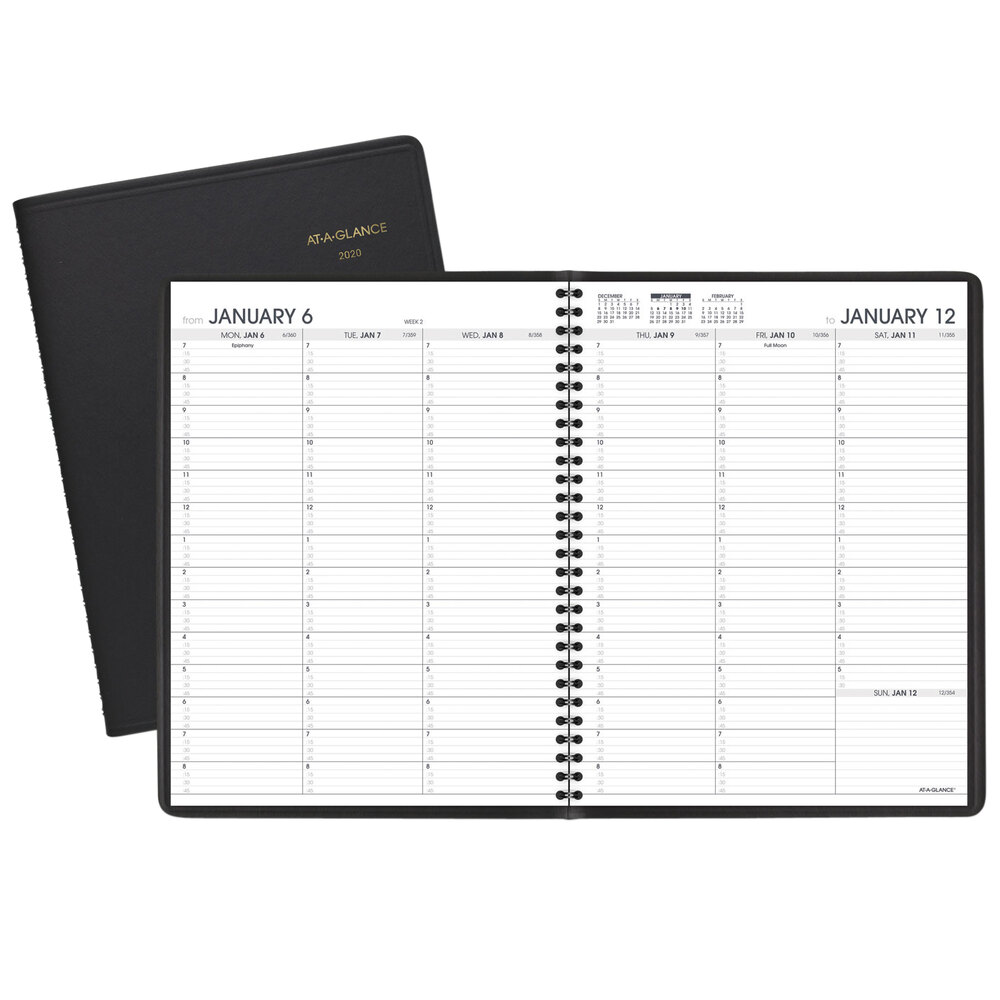 At-A-Glance 7095005 8 1/4" x 10 7/8" Black January 2026 - January 2027 ...