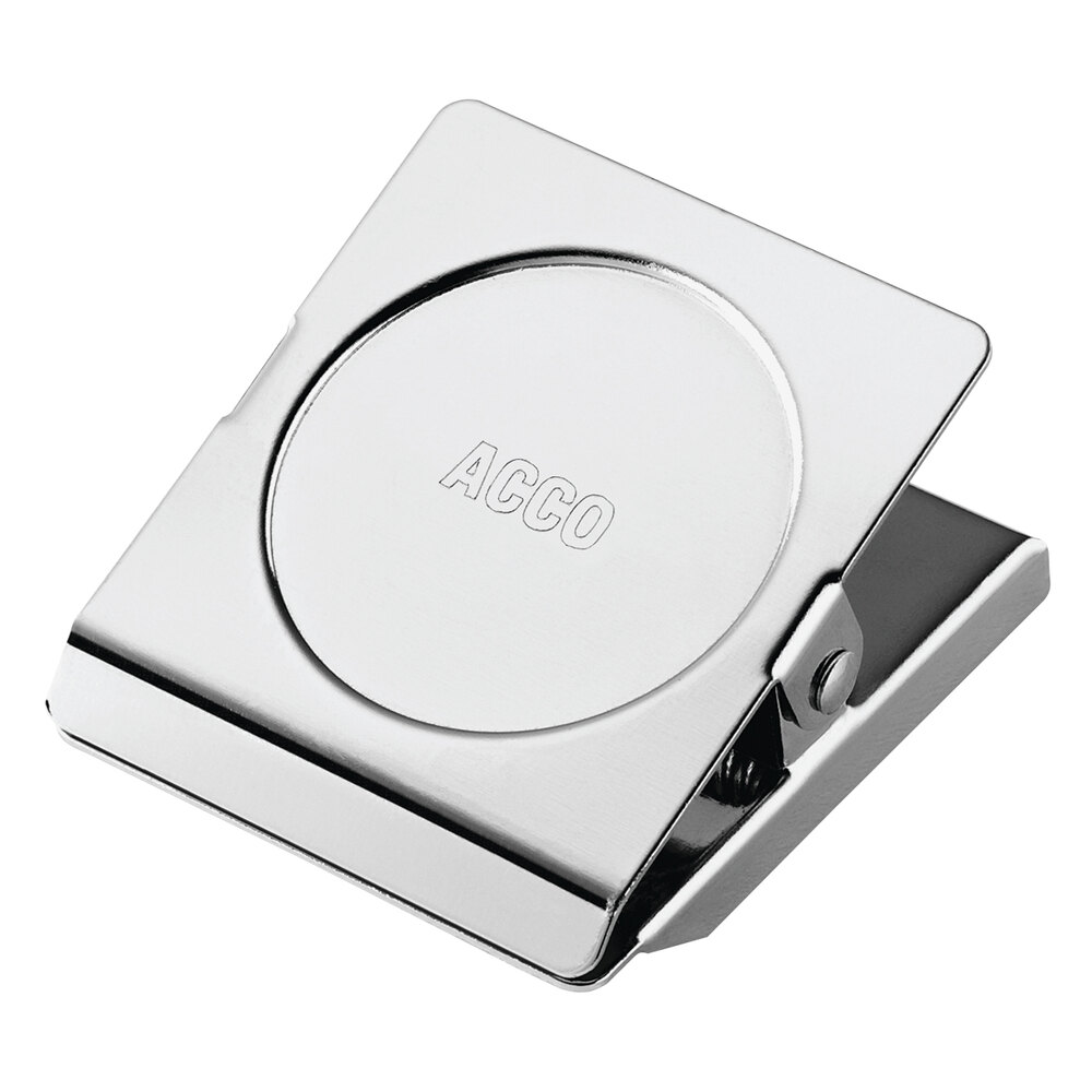 Acco 72131 7/8" Capacity Chrome Magnetic Clip - 12/Pack