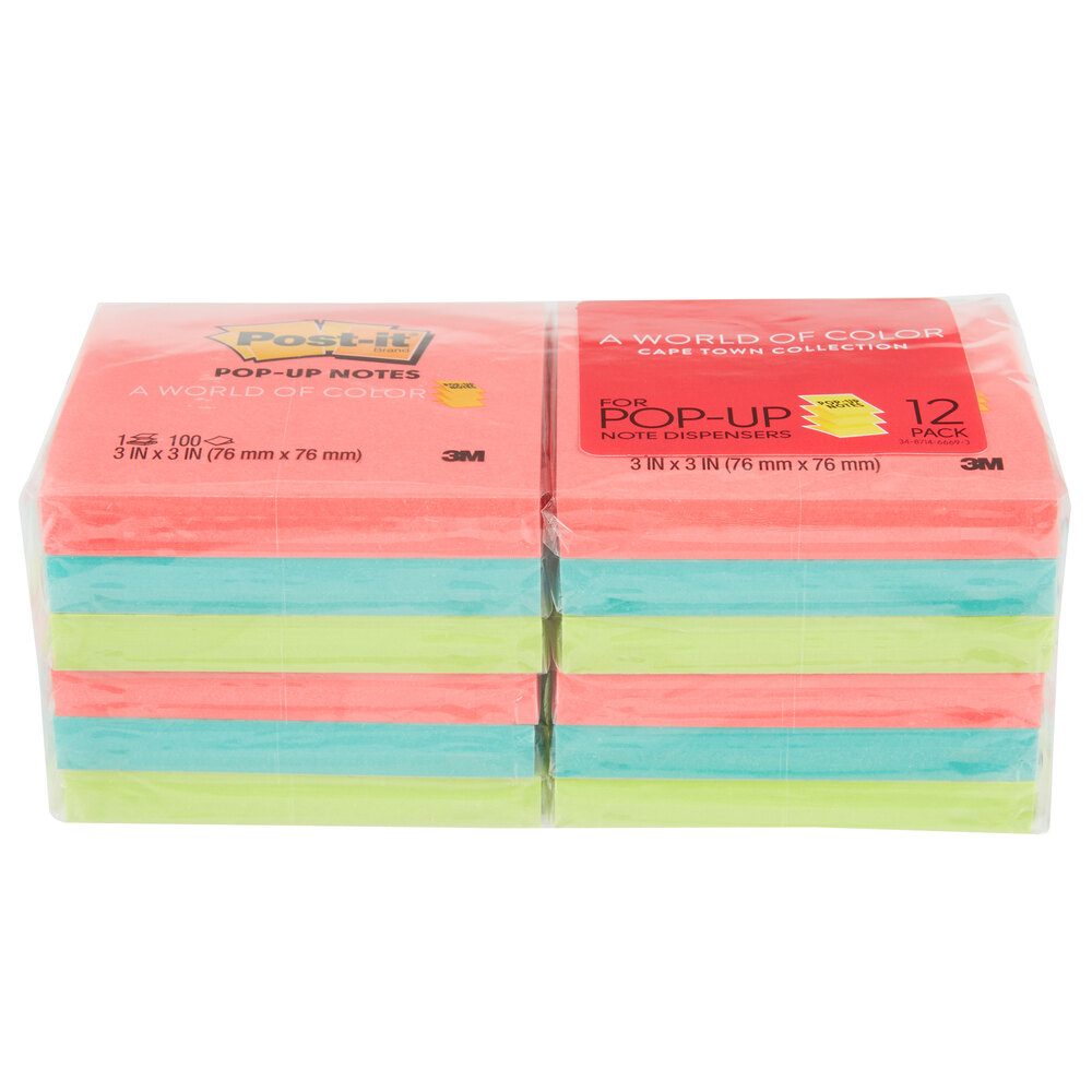 3M R330-12AN Post-It® Cape Town Collection 3" x 3" 100 Sheet Sticky Fan ...