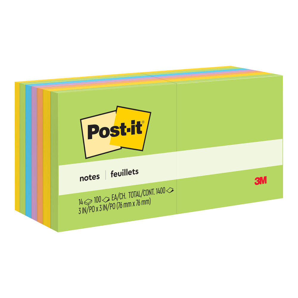 3M 654-14AU Post-It® Jaipur Collection 3" x 3" 100 Sheet Sticky Note ...