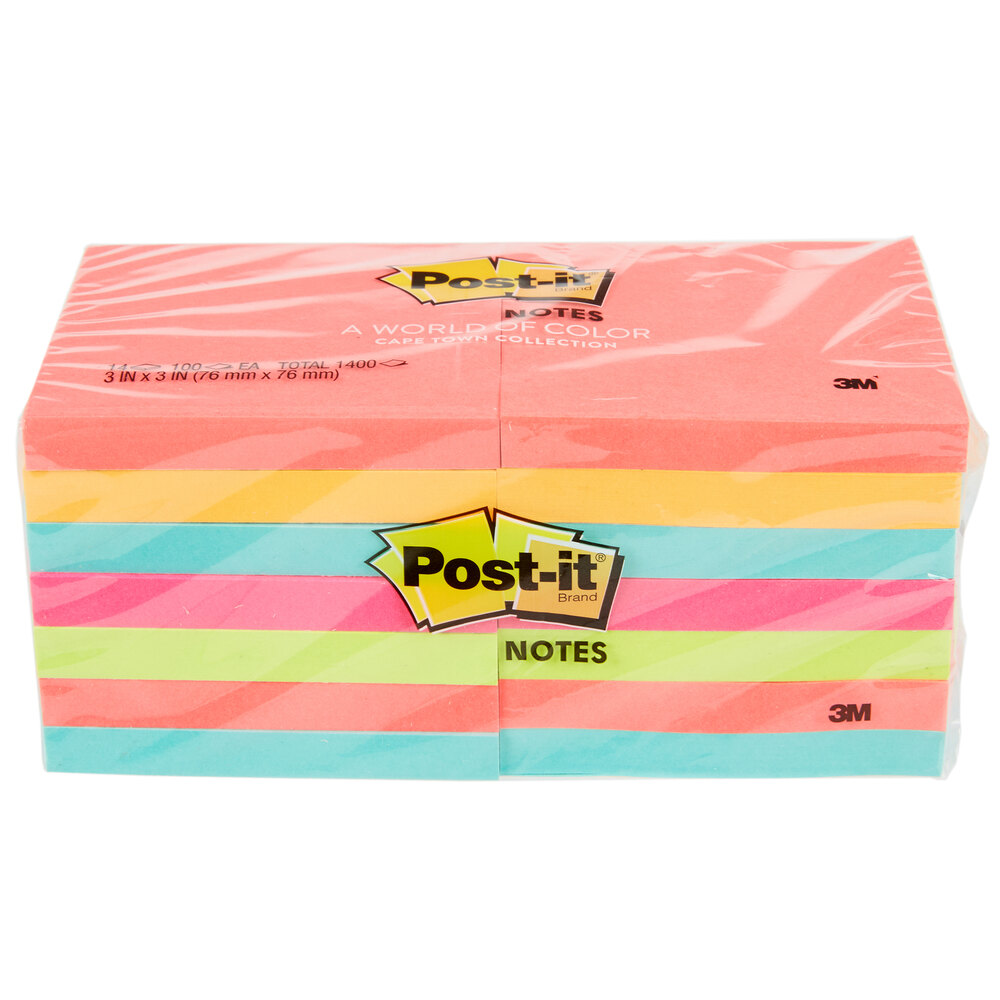 3M 654-14AN Post-It® Cape Town Collection 3" x 3" 100 Sheet Sticky Note ...