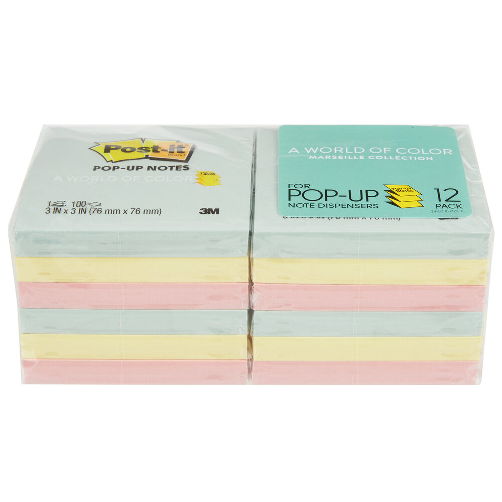 3M R330-12AP Post-It® Marseille Collection 3" x 3" 100 Sheet Sticky Fan ...