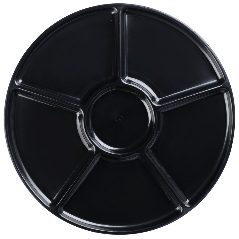 Fineline D61600PP.BK ReForm 16" Black 6 Compartment Plastic Catering ...