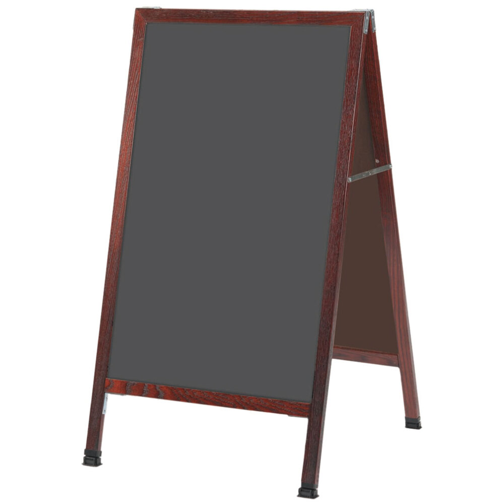 Aarco MA-1SS 42" x 24" Cherry A-Frame Sign Board with Slate Gray Write ...