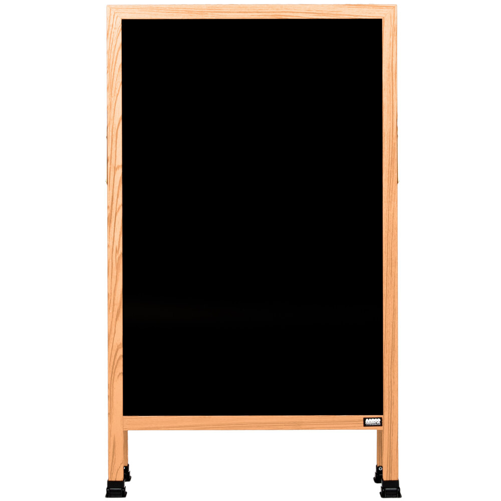 Aarco A-1P 42" x 24" Oak A-Frame Sign Board with Black Write-On Acrylic ...