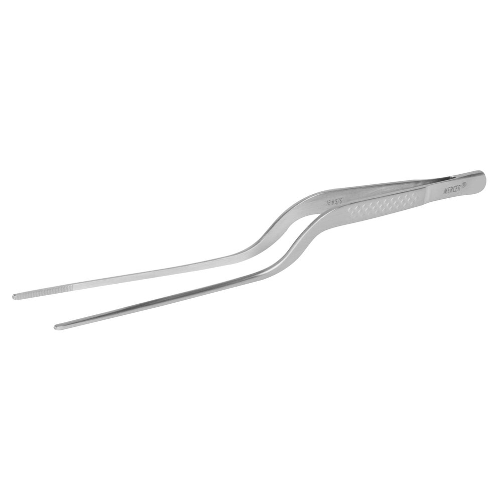 Mercer Culinary M35237 Precision Plus 7 7/8" Offset Plating Tongs
