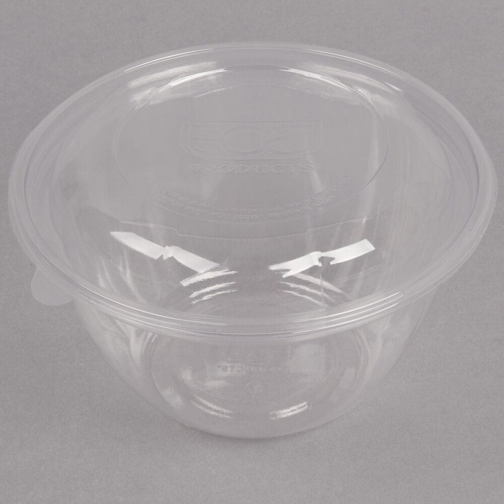 Eco-Products EP-SB18 18 oz. Clear Compostable Plastic Salad Bowl with ...