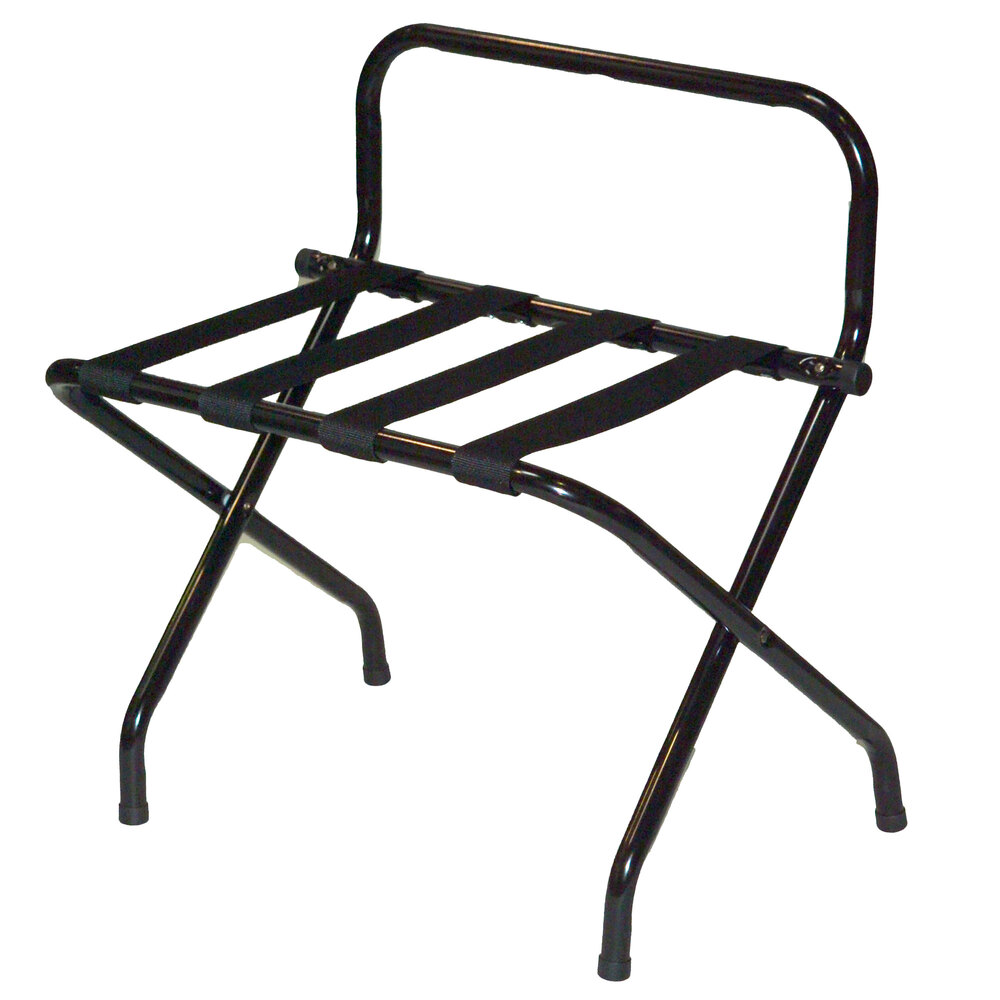 CSL 1055BL-BL Black Metal High Back Luggage Rack with Wall Guard - 6/Pack