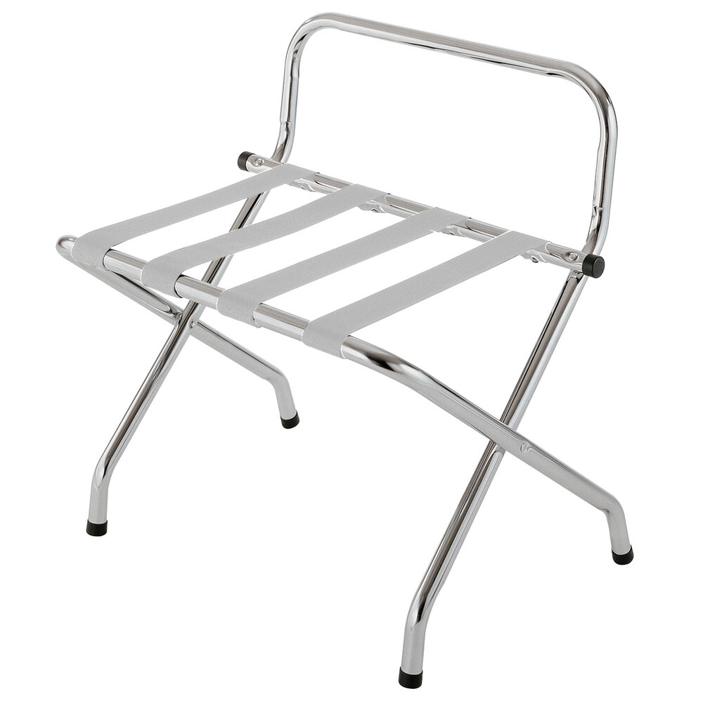 CSL 1055C-SV Chrome Metal High Back Luggage Rack with Wall Guard - 6/Pack