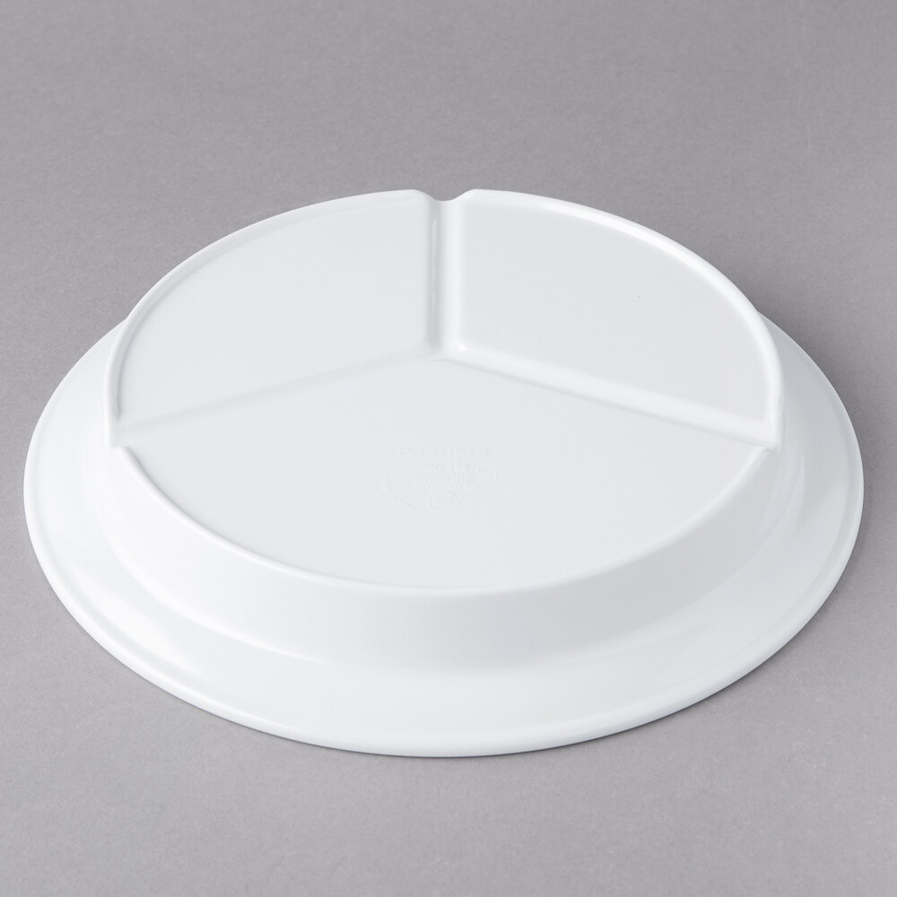 Carlisle KL20302 Kingline 8 3/4" White 3-Compartment Plate - 12/Case