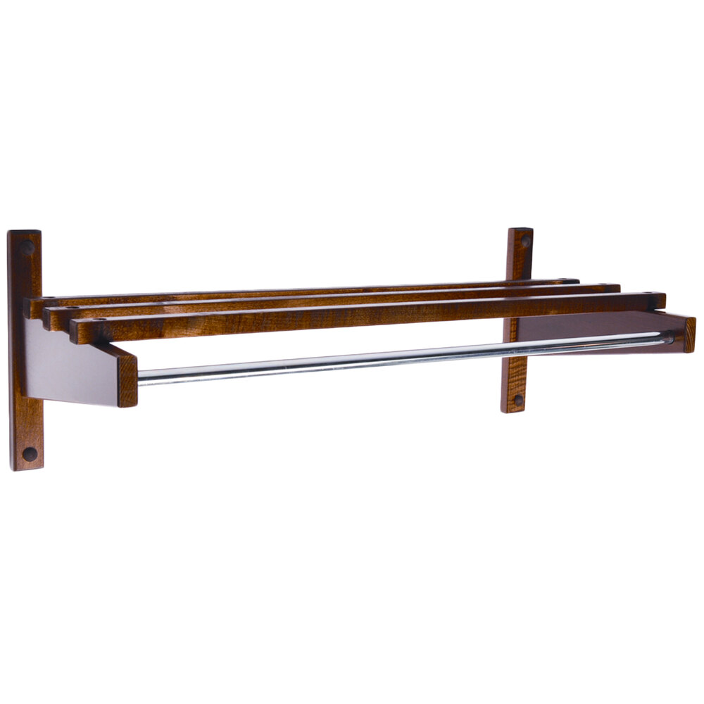 CSL TEC-30W 30" Walnut Hardwood Top Bars Wall Mount Coat Rack with 5/8 ...