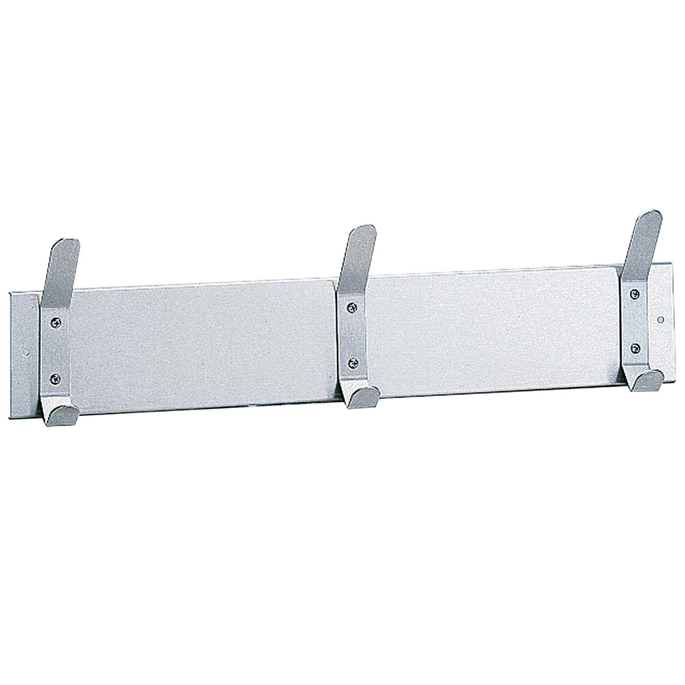 Bobrick B-232 x 24 Stainless Steel 24" Hook Strip with Satin Finish