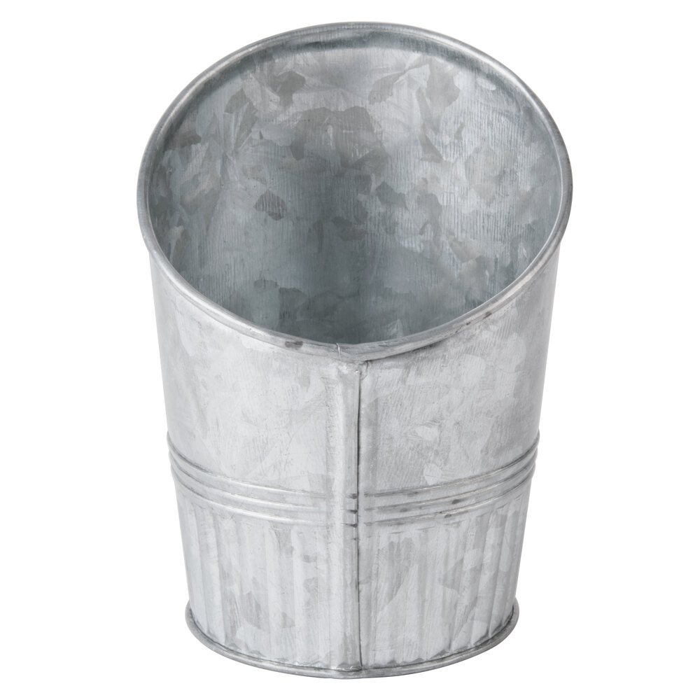 American Metalcraft GFC45 10 oz. Galvanized Metal Angled French Fry Cup
