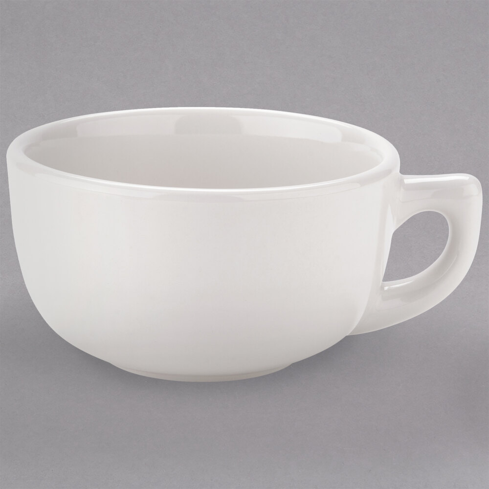 Tuxton BEF-1402 14 oz. Eggshell Jumbo China Cappuccino Cup - 24/Case