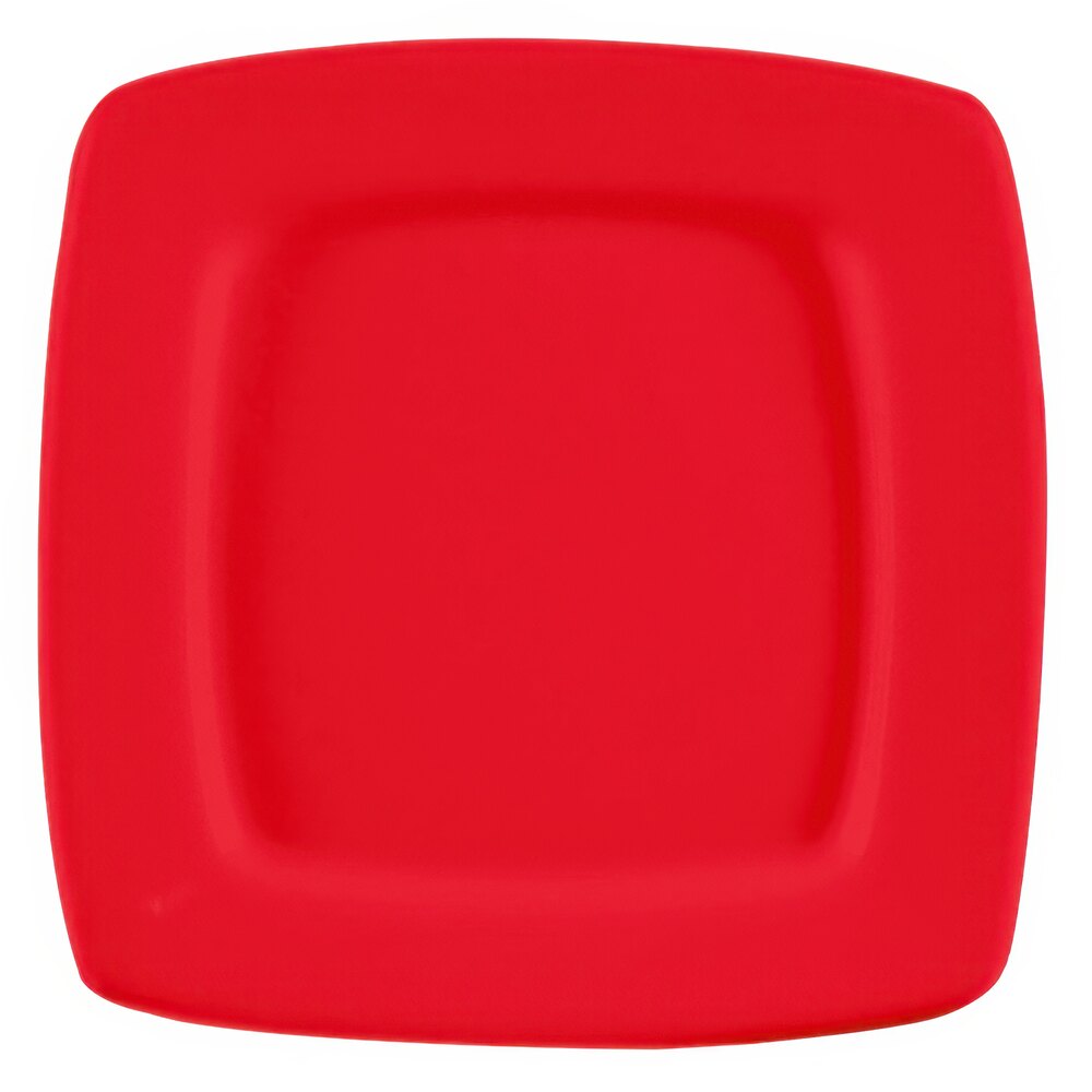 CAC R-S6QR Clinton Color 6 7/8" Red Square in Square Plate - 36/Case