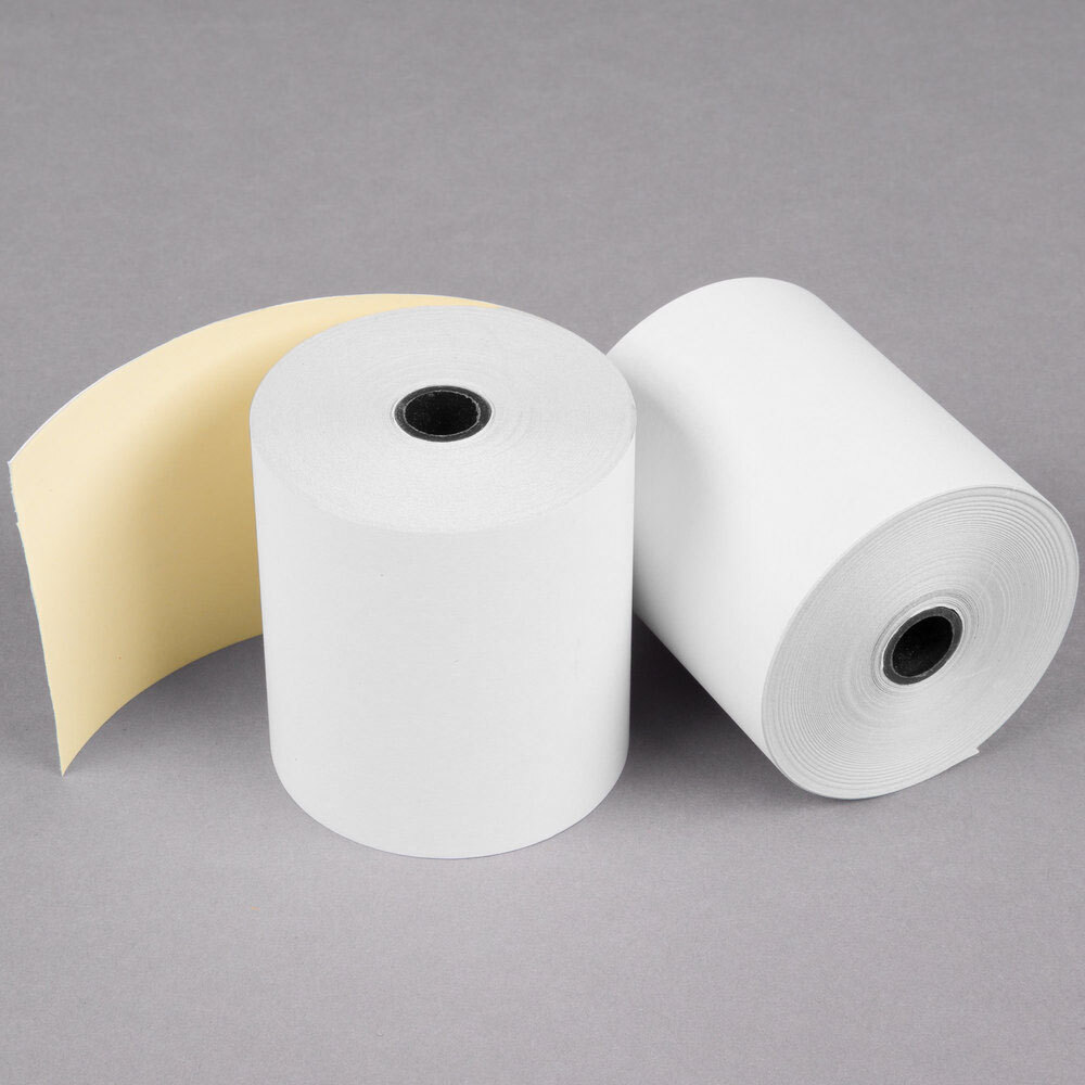 Point Plus 3" x 90' Carbonless 2-Ply Cash Register POS Paper Roll Tape ...
