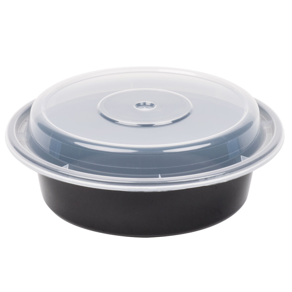 Pactiv Newspring NC718B 16 oz. Black VERSAtainer Round Microwavable ...