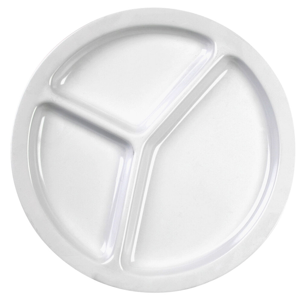Thunder Group NS702W Nustone White Melamine 3 Compartment Plate 10 ...