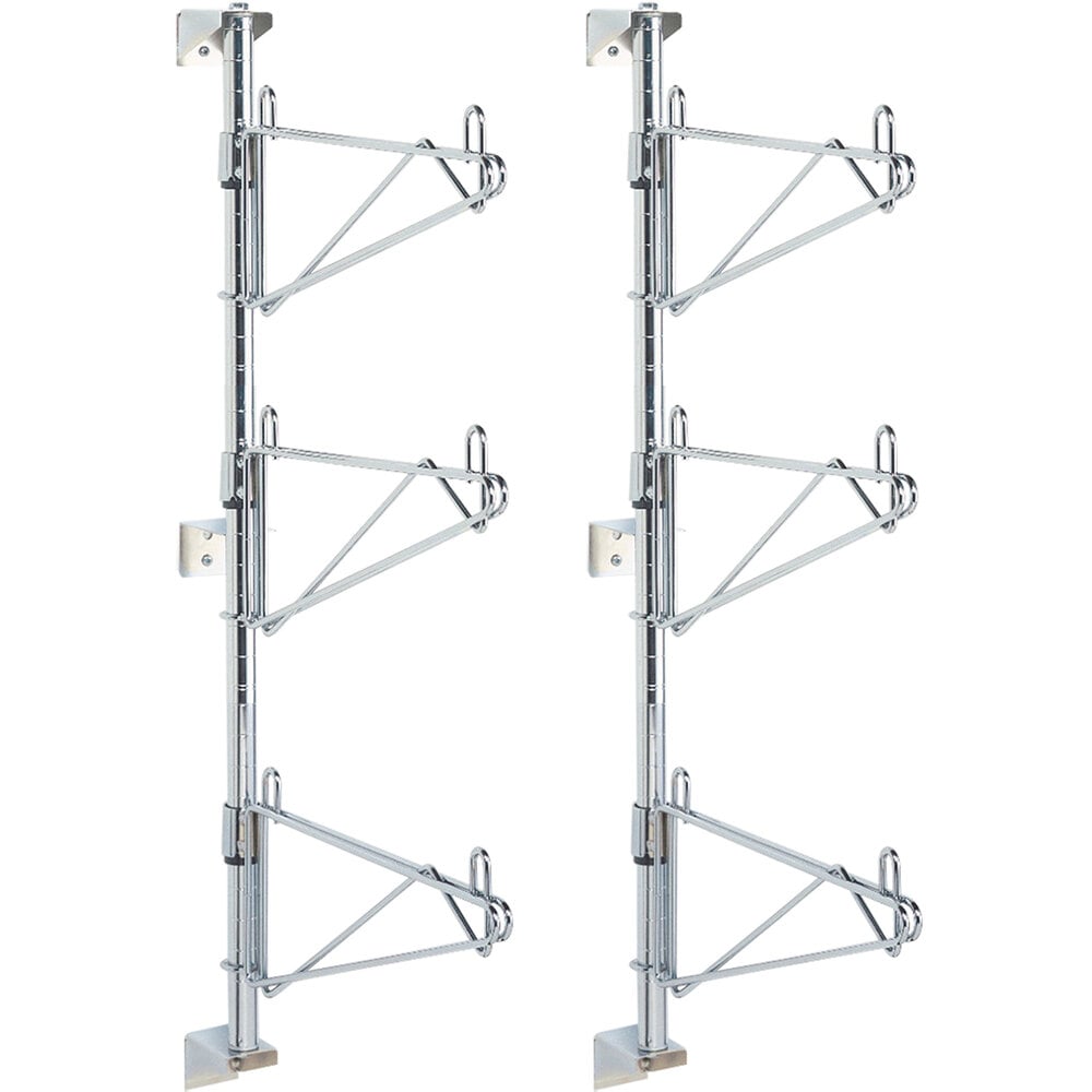 Metro SW55C Super Erecta Chrome Triple Level Post-Type Wall Mount End ...