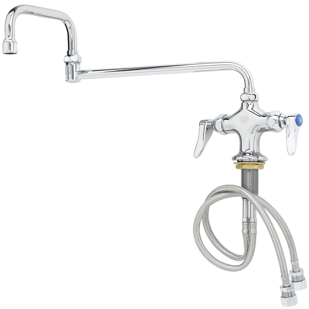 T&S B-0250 Deck Mounted Pantry Faucet with Flex Inlets, 18" Double ...