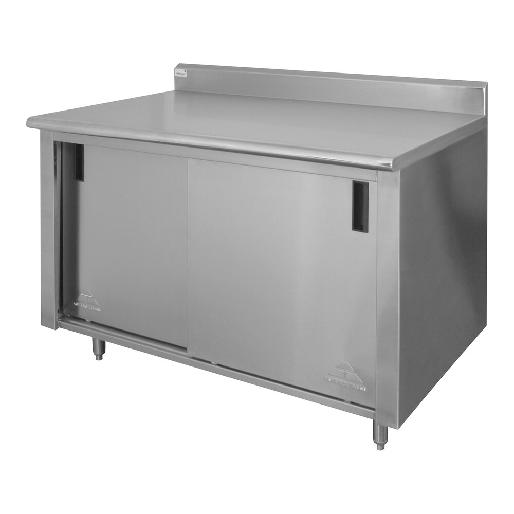 Advance Tabco CK-SS-366M 36" x 72" 14 Gauge Work Table with Cabinet ...