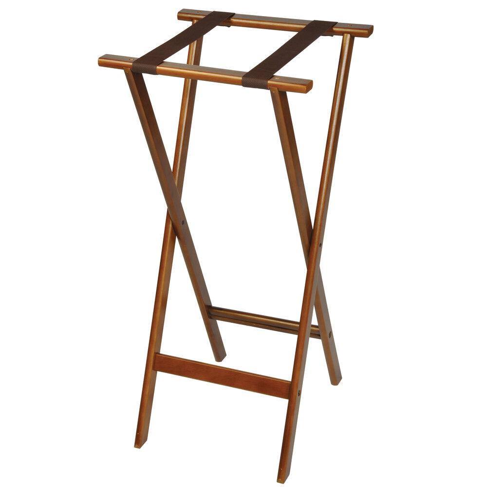 CSL 1178-1 Back Saver 38" Dark Walnut Extra Tall Wood Tray Stand with ...
