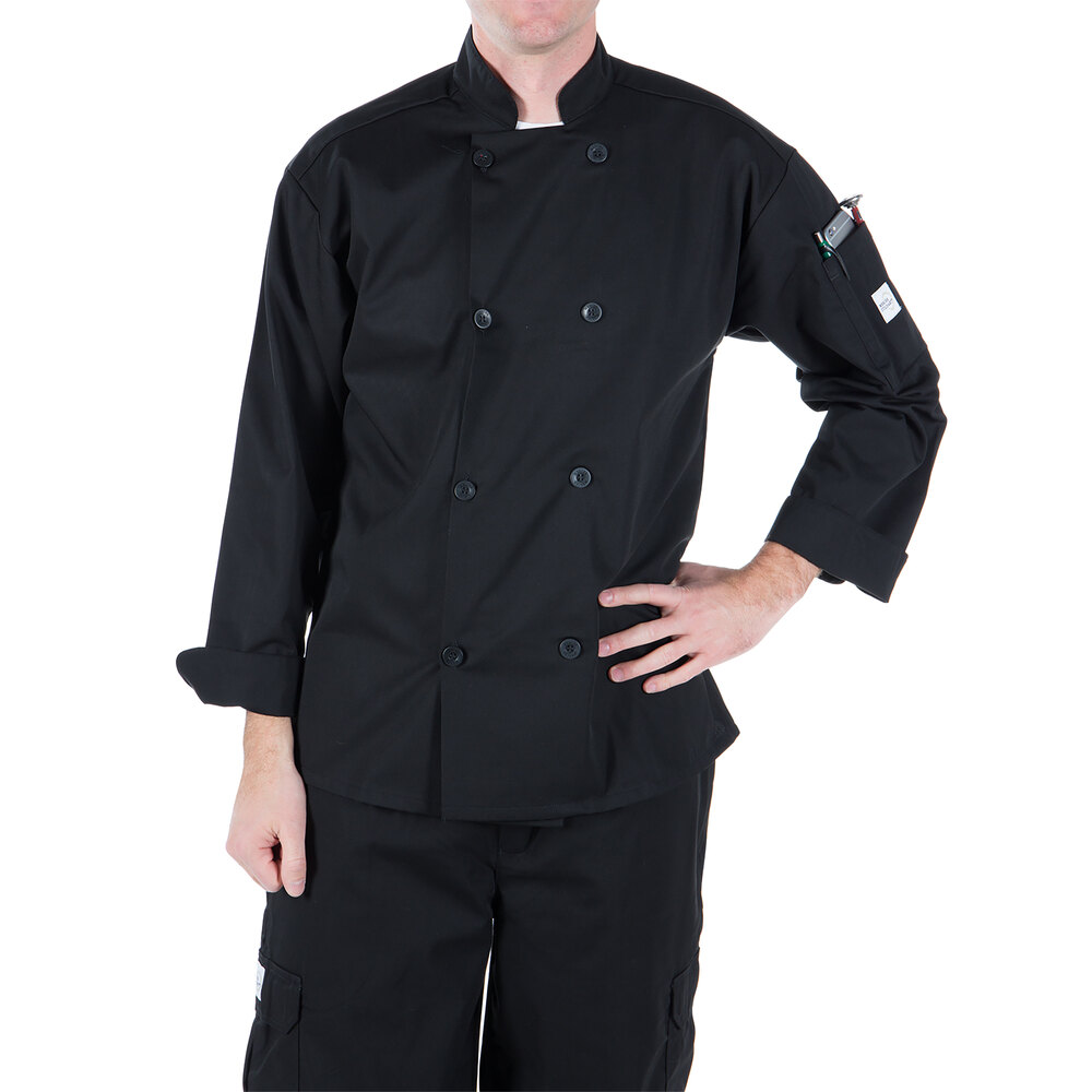 Mercer Culinary Millennia® Unisex Black Customizable Long Sleeve Cook ...