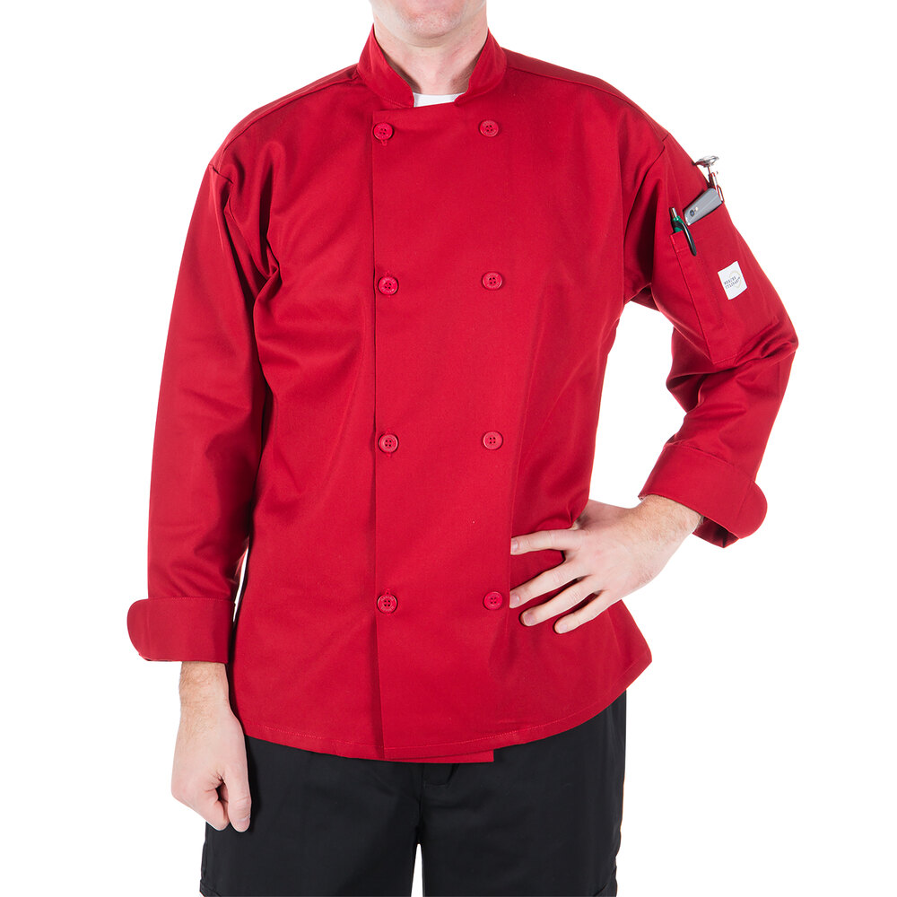 Mercer Culinary Millennia® Unisex Red Customizable Long Sleeve Cook ...