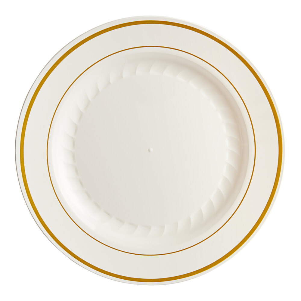 WNA Comet MP75IPREM 7 1/2" Ivory Masterpiece Plastic Plate with Gold ...
