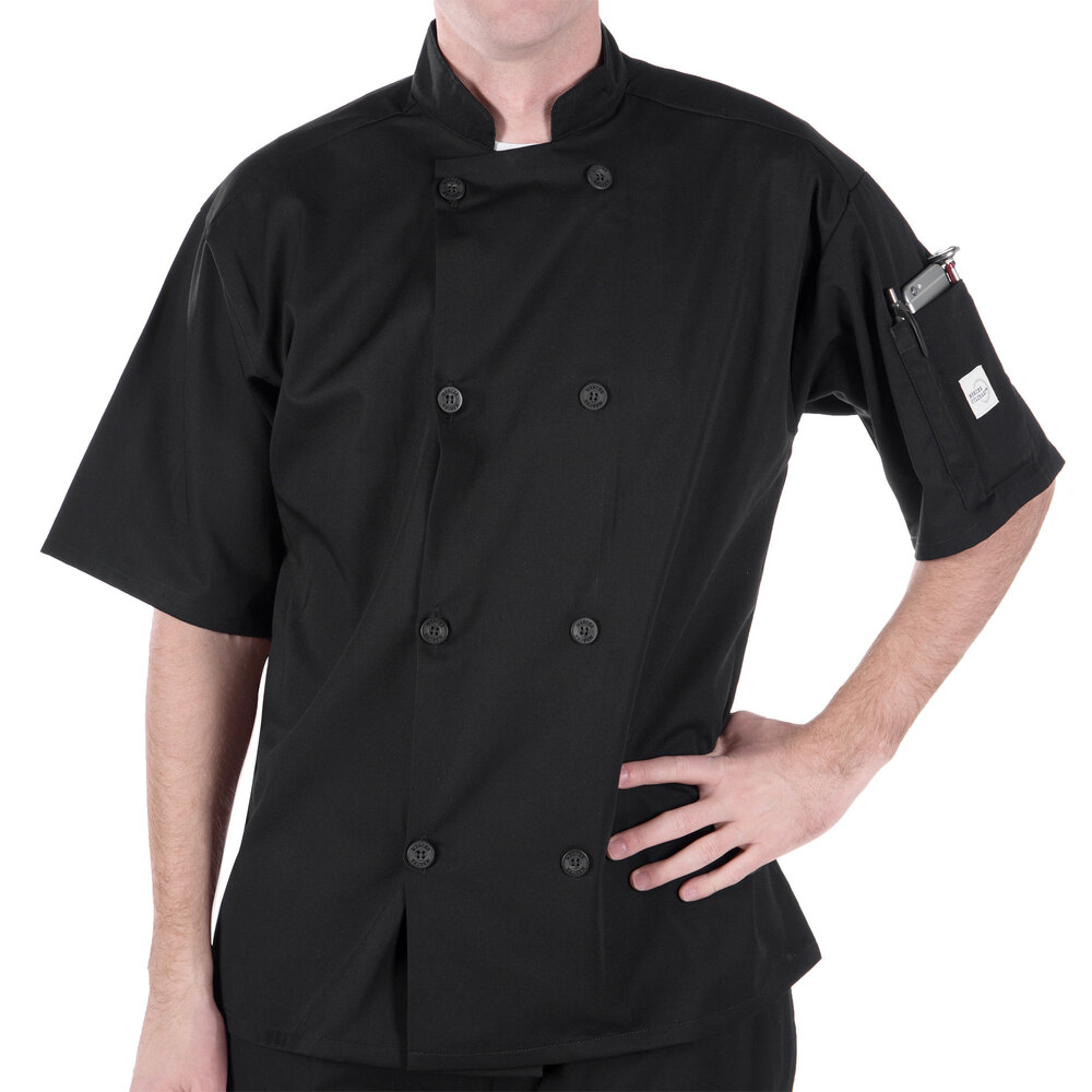 Mercer Culinary Millennia® Unisex Black Customizable Short Sleeve Cook ...