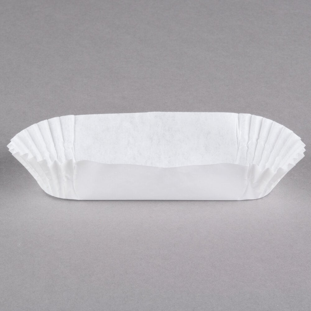 Hoffmaster 4" White Waxed Fluted Small Eclair Baking Case - 10,000/Case