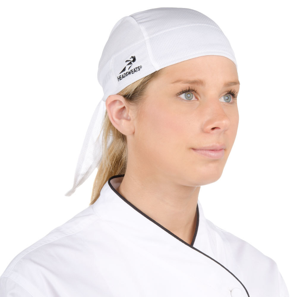 Headsweats 8800-801 White Eventure Fabric Adjustable Chef Bandana / Do Rag