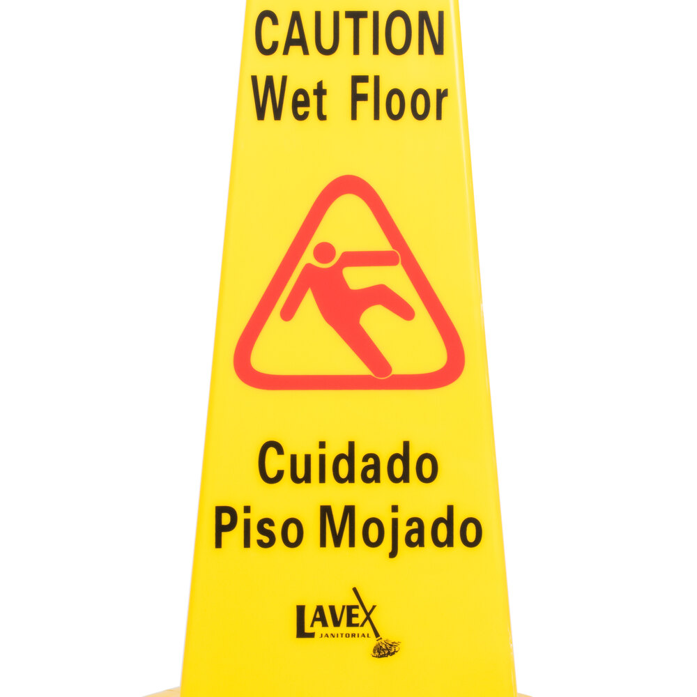Lavex Janitorial 27" Caution Wet Floor Cone-Shaped Sign