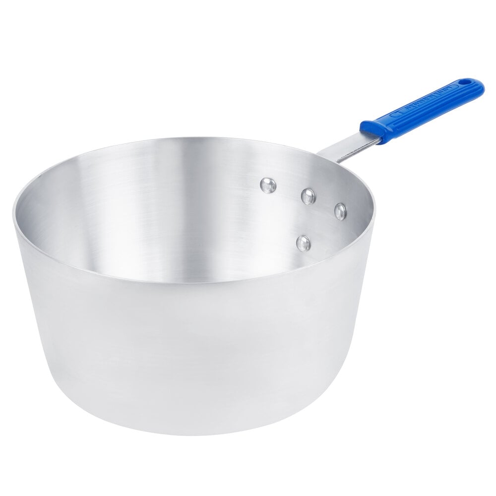 Vollrath 4350 Wear-Ever 10 Qt. Tapered Aluminum Sauce Pan with Blue ...