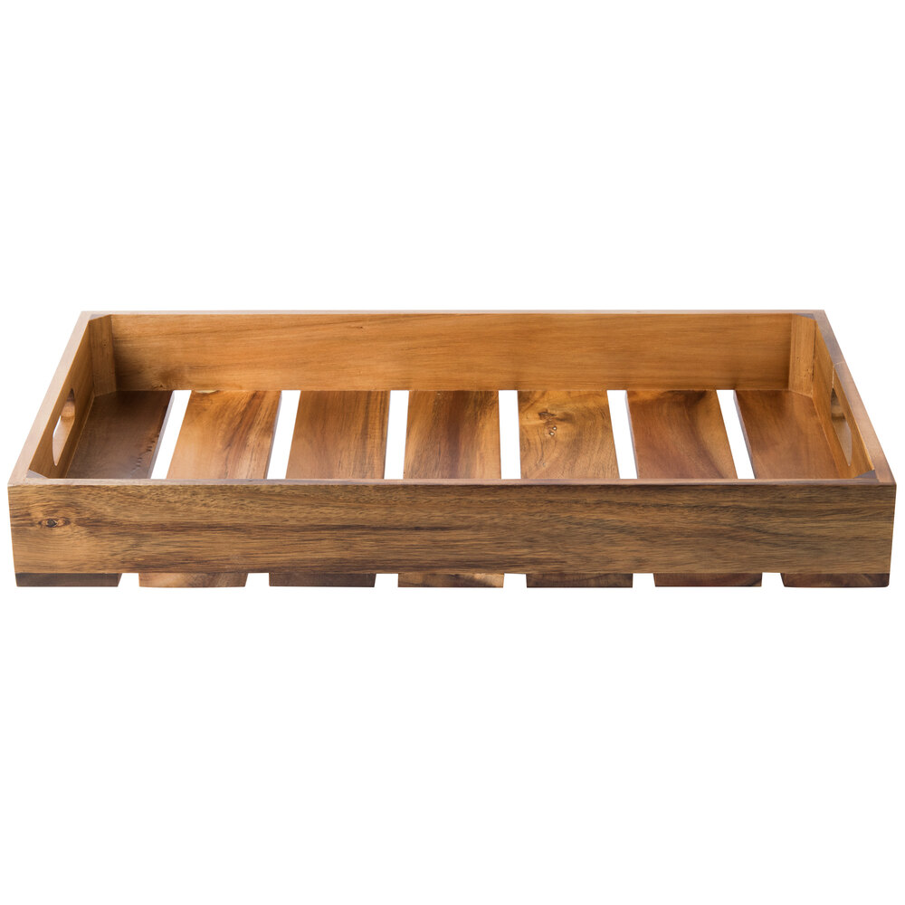 Tablecraft CRATE11 Full Size, 2 1/2" Deep Gastronorm Acacia Wood ...