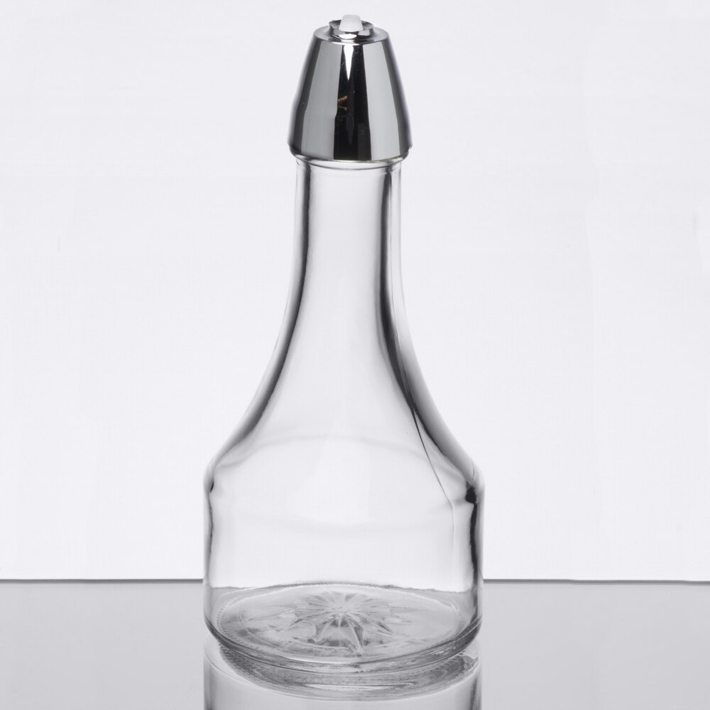 TableCraft 608 Modern Sets 8 oz. Oil Cruet with Chrome Plated Plastic Top