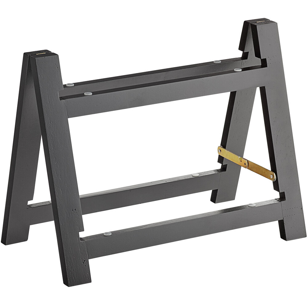 TableCraft Frostone 15" x 8" x 11 1/2" 2-Tier Black Wood Riser Stand