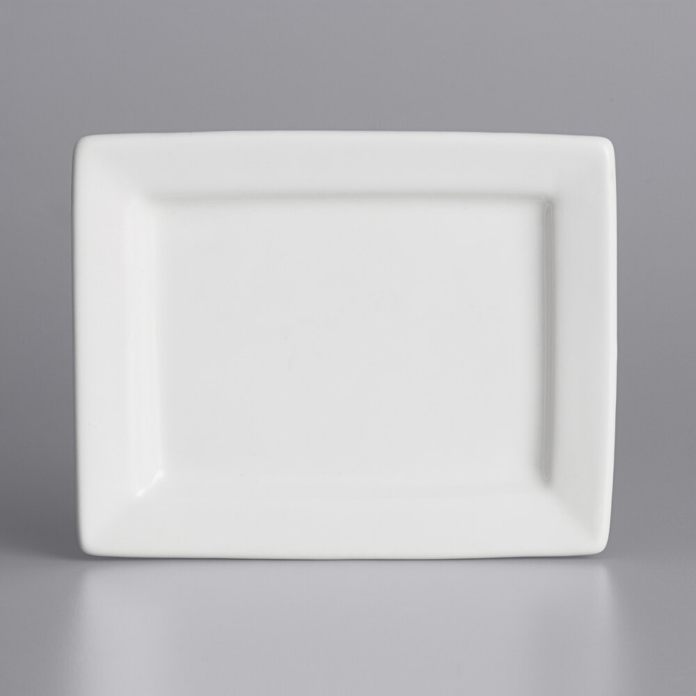 Tuxton BWH-0703 7" x 5 1/2" White Rectangular China Plate - 12/Case