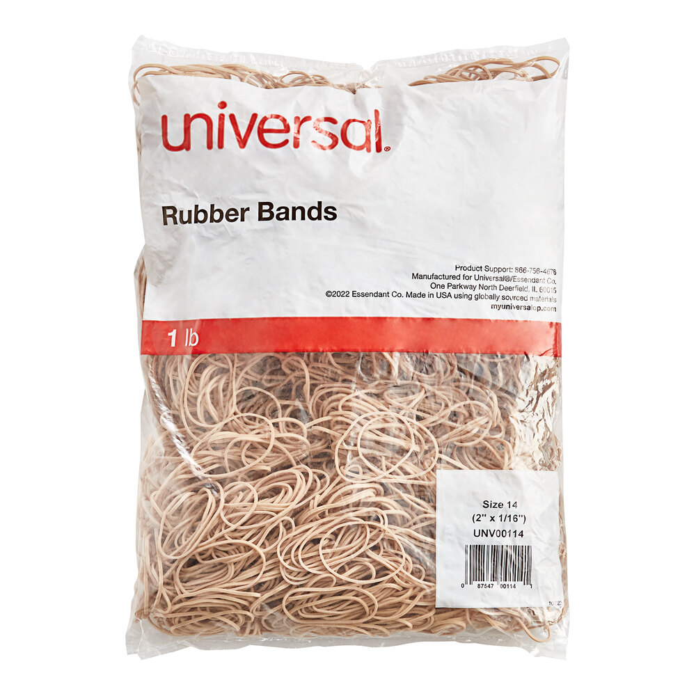 Universal UNV00114 2" x 1/16" Beige #14 Rubber Band, 1 lb. - 2,200/Bag