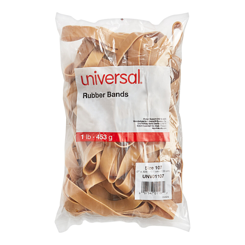 Universal UNV01107 7" x 5/8" Beige #107 Rubber Band, 1 lb. - 40/Bag