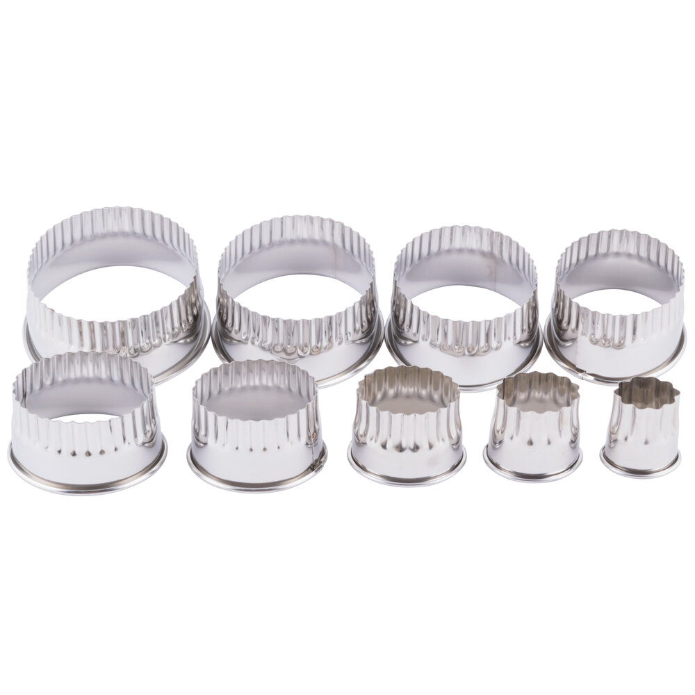 Ateco 5204 9-Piece Stainless Steel Fluted Oval Cutter Set