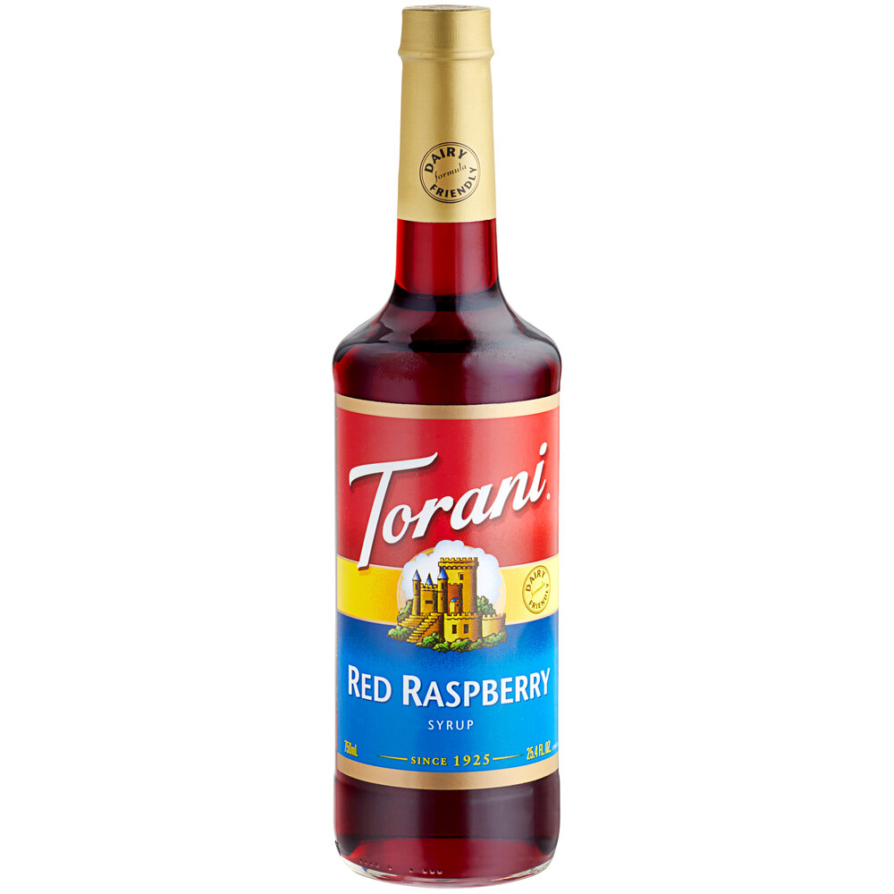 Torani Red Raspberry Flavoring Syrup 750 mL Glass Bottle