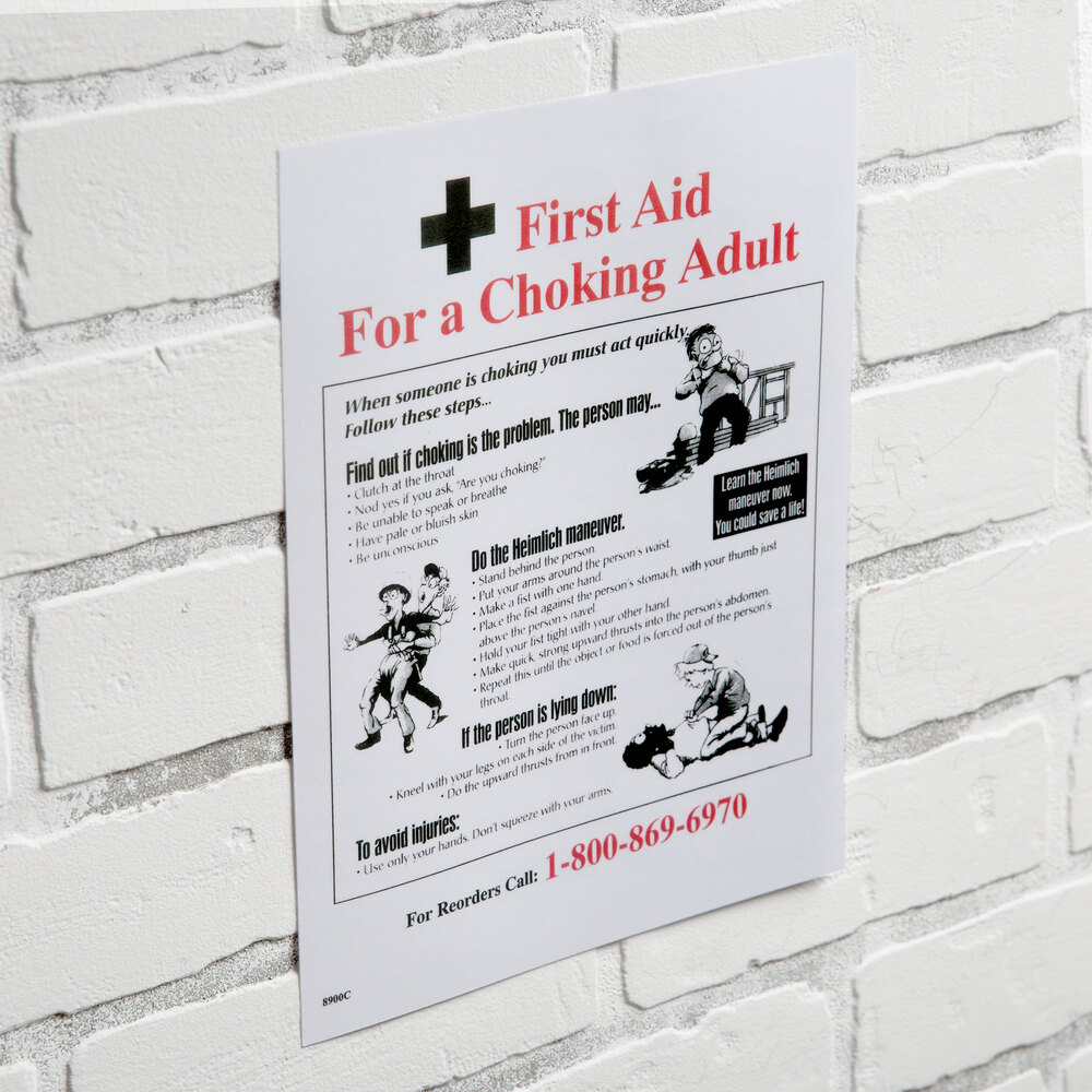 8 1/2" x 11" First Aid Choking Adult Poster with Heimlich Instructions